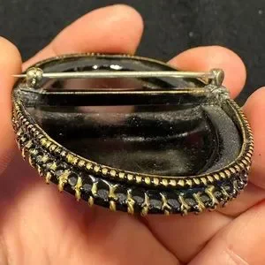 Jewelry | Vintage Black Cameo Bakelite Brooch Victorian Lady On The ...